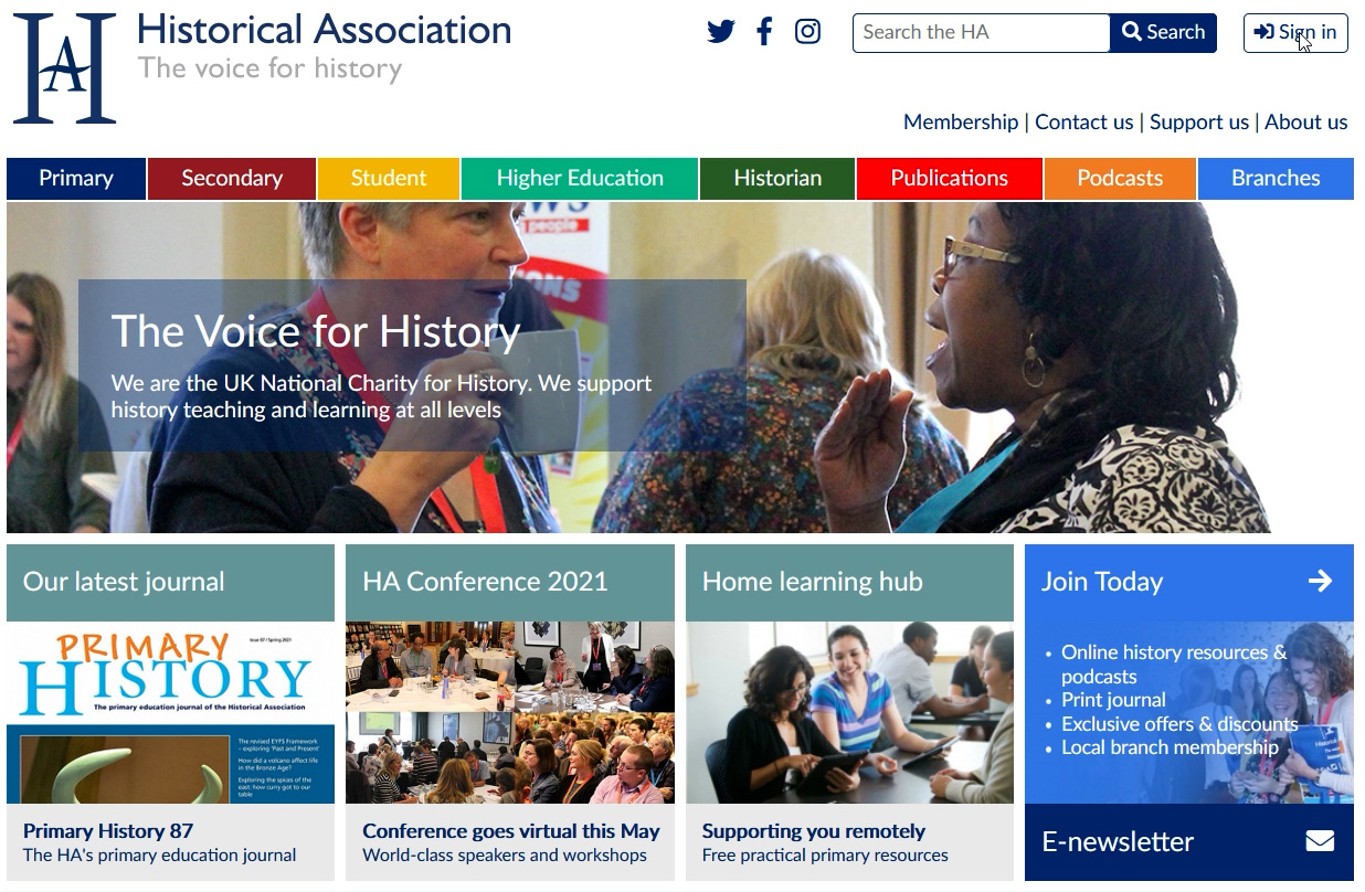 A guide to using the HA website / Historical Association